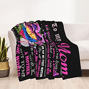 to My Mom Gifts from Daughter/Son Throw Fleece Blankets Birthday Gifts Thanksgiving Day Holiday Blanket for Bed Couch Living Room 60"x50"