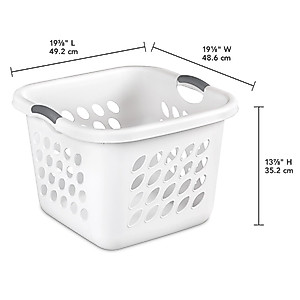 PEtbon 1.5 Storage Bushel Square Laundry Basket Plastic, Laundry Hamper White