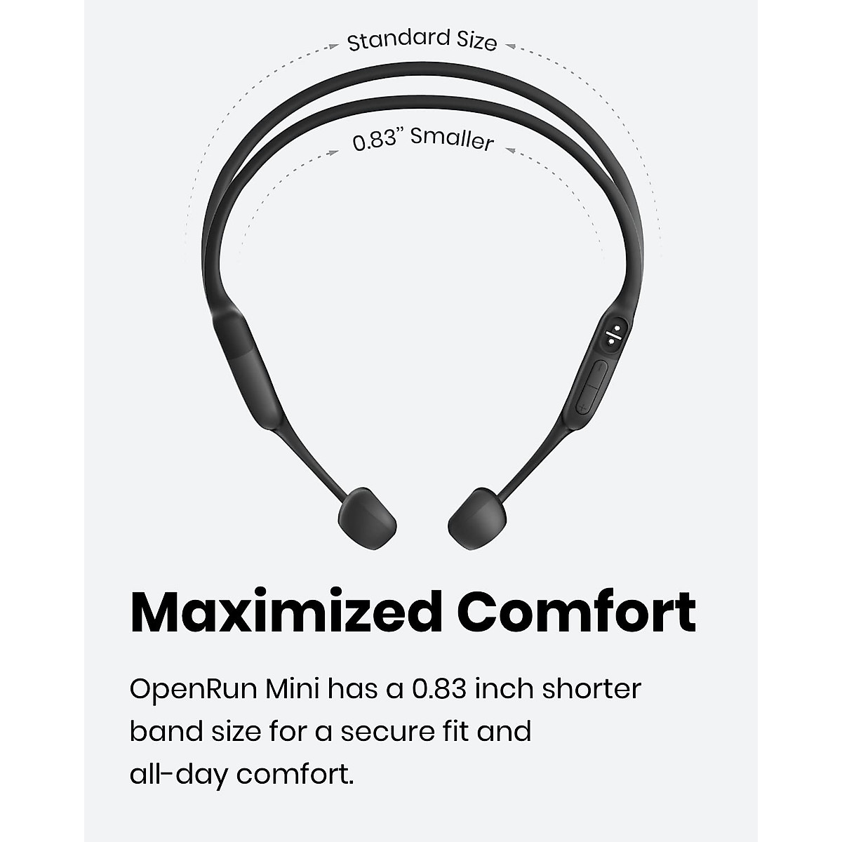 SHOKZ OpenRun Mini (AfterShokz Aeropex Mini) -Bone Conduction Open-Ear Bluetooth Sport Headphones - Waterproof Wireless Earphones for Workouts and Running - Built-in Mic (Renewed)