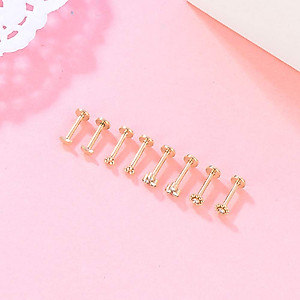 Gnoliew 16G 316L Stainless Steel Labret Monroe Lip Ring Studs Cartilage Helix Tragus Conch Daith Nose Piercing Jewelry. (A5,8mmPost)