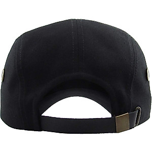 KBK-1455 BLK Five Panel Solid Color Unisex Adjustable Army Military Cadet Cap