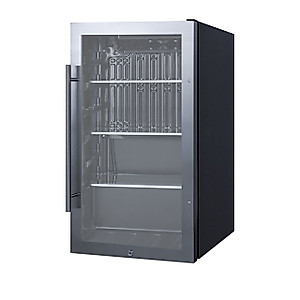 Summit Appliance SPR488BOSADA Shallow Depth Indoor/Outdoor Beverage Cooler, ADA Compliant, Built-in Capable, Weatherproof Design, 17" Shallow Depth, Double Pane Tempered Glass Door, Automatic Defrost