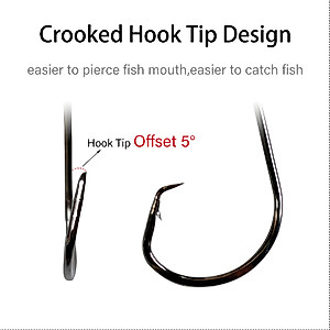 150pcs/box Circle Hooks 2X Strong Offset Octopus Catfish Bass Fishing Hooks High Carbon Steel Saltwater Customized Fishhook 8 Sizes Mixed with Tackle Box