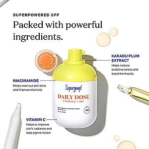 Supergoop! Daily Dose Vitamin C + SPF 40 PA+++, 1 fl oz - Broad Spectrum Sunscreen Serum - Helps Visibly Brighten Skin & the Appearance of Dark Spots - For All Skin Types