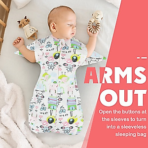 2 Pack Transition Swaddle with 2 Way Zipper, 100% Cotton Baby Swaddle Arms in/Out Arms Free Design Transitional Swaddle, Arms Up Sleeping Sack Baby Sleep Sack (Strawberry & Flower, Medium 3-6 Months)