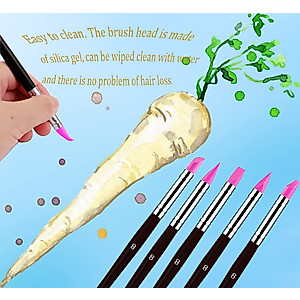 Sdanart Professional Silicone Rubber Tip Paint Pens Brushes，5pcs Silicone Paint Brush，Silicon Color Shapers Brushes，Rubber Paint Brush，Silicone Artist Brushes，Flexible Clay Sculpture Tools （Size 8）