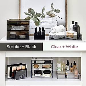 iDesign The Sarah Tanno Collection Plastic Cosmetic Drawer Organizer, Made of Recycled Plastic, 8" x 12" x 2", Smoke/Black