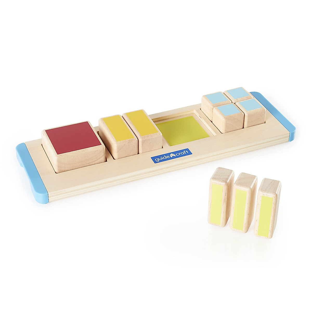 Guidecraft Colorful Starter Square Fractions - Wooden Early Development Toys for Children, Math Skills Stimulating Game