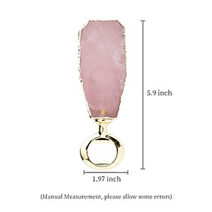 RIAQKGD Gemstone Bottle Opener,1Pcs Rose Quartz Agate Beer Bottle Opener for Holiday Wedding Christmas Gift,Crystal Stone Bottle Opener with Gold Rim,Wine Bar Tools