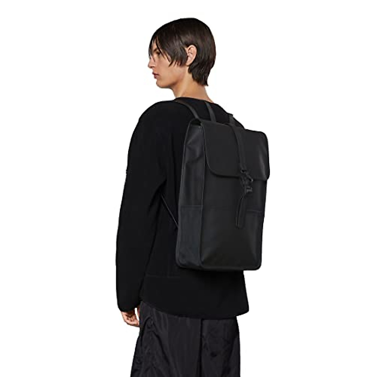 RAINS Backpack for Women and Men - Fits 15" Laptop - Water Resistant Rucksack - (Black, One Size)