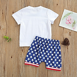 FYBITBO Baby Boy 4th of July Outfits Short Sleeve Tee Shirt and Casual Shorts 2Pcs Fourth of July Summer Outfit (Stars and Striped Print, 6-12 Months)