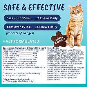 Under The Weather Pet Probiotic Chews for Cats | Promotes Normal Digestion, Balances Healthy Gut Health | 60 Star Shaped Soft Chews
