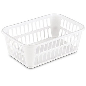 Tribello Plastic Bin Baskets for Organizing, White Storage Tray, High 11 x 8 x 4 - Pack of 4 - Made in USA