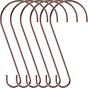 6 Pieces Bird Feeder Hook Rustproof Stainless Steel Hooks Garden Hook Tree Branch Hook for Hanging Bird Feeders, Bird House, Plants, Baskets, Lanterns and Bicycles (Bronzed,12 Inch)