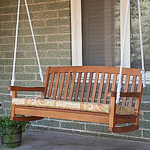 International Caravan Furniture Piece Royal Tahiti Curved Back Wood Two Seated Swing