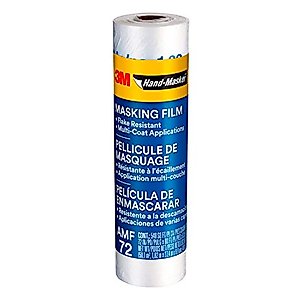 3M Hand Masker Advanced Masking Film, 72 in x 90 ft, Static Cling Keeps Film in Place, Prevents Liquids From Bleeding Through, Flake Resistant, For Indoors & Outdoors Use, 1 Roll (AMF72)