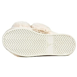 HALLUCI Women's Cross Band Soft Plush Fleece House Indoor or Outdoor Slippers (Small, Beige)