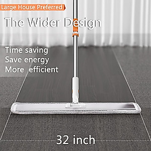 Mop Pads 32 inch mop Pads Replacement 6 Pack mop Head Replacement mop Refills Washable Microfiber Pads Commercial Reusable Mop Head Wet Dry Mops Refill Fit for Most Flat Mop Frame