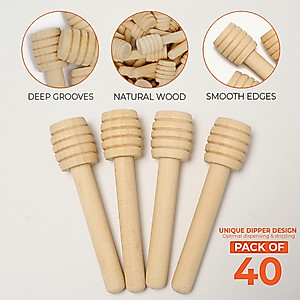 40 Pcs Honey Dipper Sticks - Wooden Honey Dipper- 3 Inch Mini Wooden Honeycomb Sticks, Honey Stirrer Stick For Honey Jar Dispense Drizzle Honey and Wedding Party Favors Gift