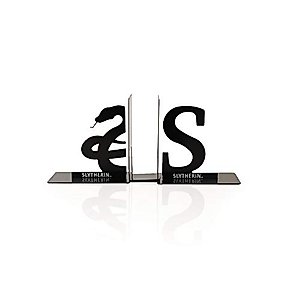 Underground Toys Harry Potter Metal Bookends - Black Hogwarts House Slytherin Diecast Design - Decorative Book Holder - Home, Office, Kitchen, Room Decor - Books Collection Display for Shelves