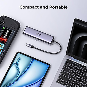 UGREEN Revodok 7 in 1 USB C Hub Gigabit Ethernet Adapter 4K@60Hz HDMI, 100W PD Charging, USB A Data Ports, SD/TF Card Reader Compatible with Mac M1, M2, M3, iPad, iPhone 15 Pro/Pro Max, Steam Deck