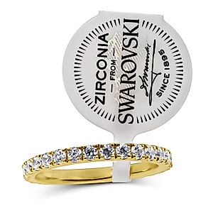 ORO LEONI 925 Sterling Silver Cz Eternity Band Ring - 14k Silver, Yellow And Rose Gold Plated (Yellow Gold, 9)