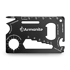 Armanite All in One Wallet Tool, Multipurpose Credit Card Multitool, Wallet Multitool Pocket Gadget, Survival Credit Card Multitool, Stocking Stuffer for Men, Black
