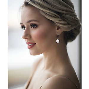 AKOCIDY-Freshwater Cultured Pearl Pendant Necklace and Dangle Earrings Set 925 Sterling Silver Bridal Jewelry Set