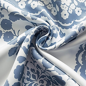 DriftAway Damask Curtains Valances for Windows 2 Pack Farmhouse Style Floral Medallion Patterned Samantha Valance for Living Room Bedroom 52 Inch by 18 Inch Plus 2 Inch Header Dusty Blue