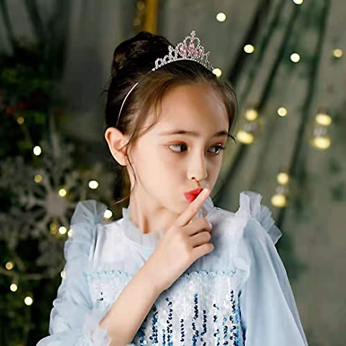 Brishow Rhinestone Girls Tiara and Crown Silver Crystal Princess Crowns Birthday Party Headband Tiaras (Pink)