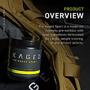 Pre Workout Powder; Kaged Muscle Pre-Kaged Sport Pre Workout For Men And Women, Increase Energy, Focus, Hydration, and Endurance, Organic Caffeine, Plant Based Citrulline, Mango Lime