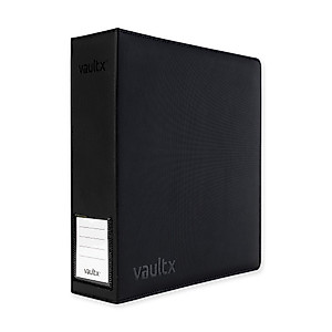 Vault X Premium Exo-Tec 3 Ring TCG Binder for 9 Pocket Trading Card Pages - 50+ Page Capacity Easy Open 3 D-Ring Clip Binder for TCG CCG Photo Cards (Large, Black)