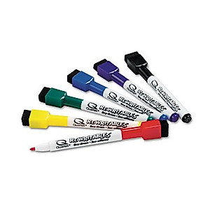 Quartet 51659312 Low-Odor ReWritables Dry Erase Mini-Marker Set, Fine Point, Classic, 6/Set