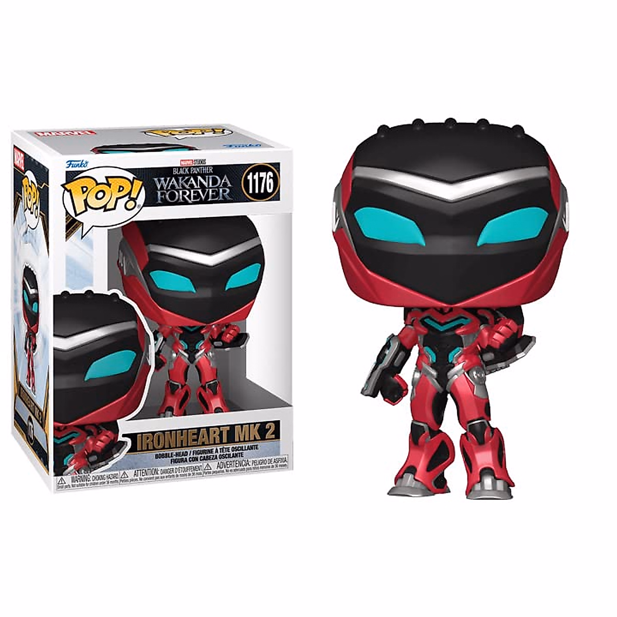 POP Marvel: Black Panther: Wakanda Forever - Ironheart MK 2 Funko Vinyl Figure (Bundled with Compatible Box Protector Case), Multicolored, 3.75 inches