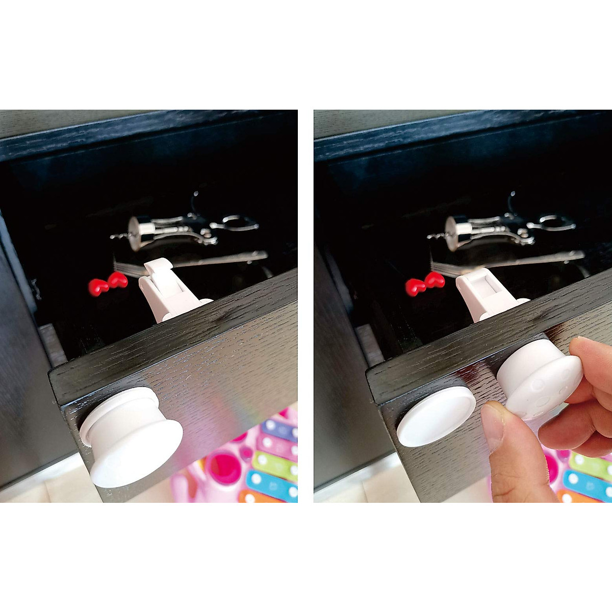 Baby Proofing Magnetic Cabinet Locks Child Proof Extra Magnet (4 Pack) Universal Replacement Keys for Magnetic Locking System - Baby Safety Latch for Drawers and Cabinet - 4 Key Holders Included