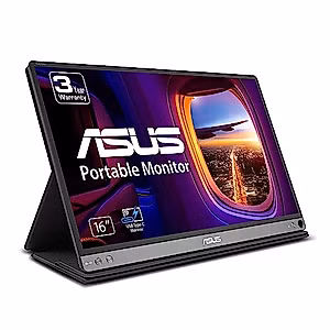 ASUS ZenScreen  15.6” 1080P Portable USB Monitor (MB16AC) - Full HD (1920 x 1080), IPS, USB Type-C, Eye Care, Smart Case, External Screen for Laptop, 3-Year Warranty,Black