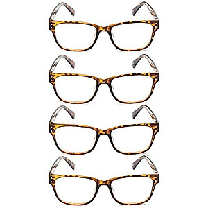Readers Readers.com Fully Magnified Reading Glasses: The McNealy - 4 Pairs, Classic Rectangle for Women and Men - Tortoise, 1.25