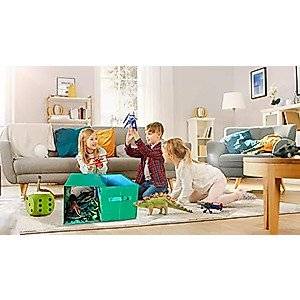 EMBRACE PLAY Toy storage box with car rug play mat - Toy box for boys and girls - 2 in 1 collapsible toy car storage- toyboxes for children - toy boxes for kids (Green)