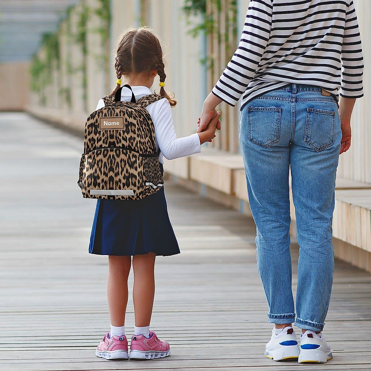 Custom Kid's Name Cute Toddler Backpack Personalized Cheeteh Leopard Print Mini Bag for Baby Girl Boy Age 3-7