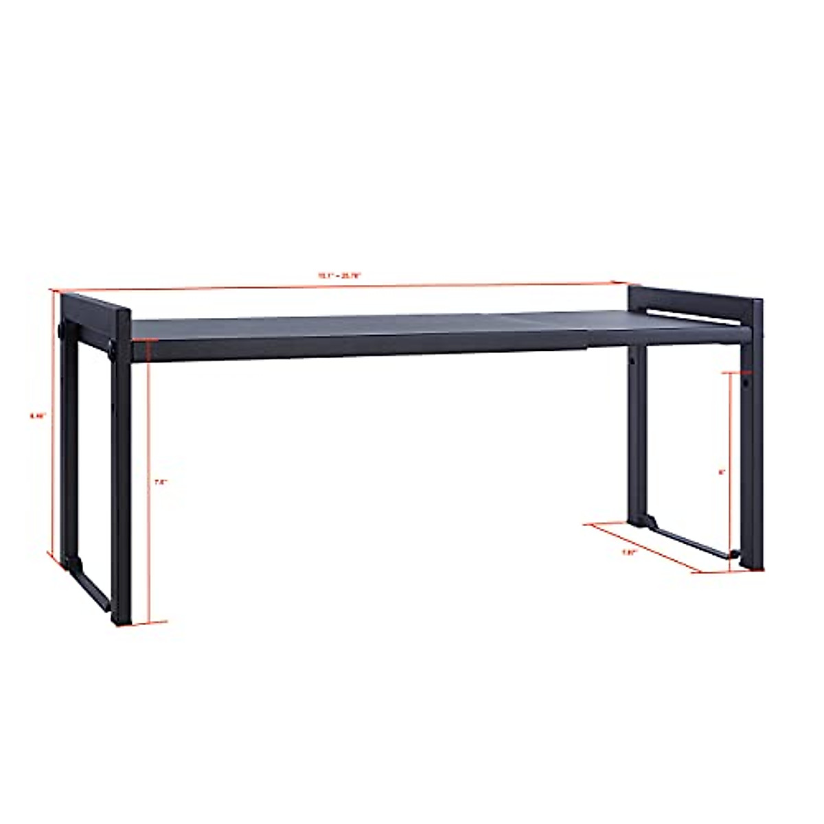 SunnyPoint Expandable Cabinet Storage Rack - Tabletop Storage Spice Shelf Organizer Rack (M - 15.1"~25.78" W X 7.87" D X 8.46" H, BLACK)