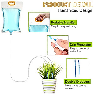 Plant Water Bag Automatic Plant Watering Drip Irrigation Kit with 3.5 L Water Bag and Adjustable Control Valve Switch Automatic Drip Irrigation Kits for Indoor Outdoor Garden (10 Pieces)