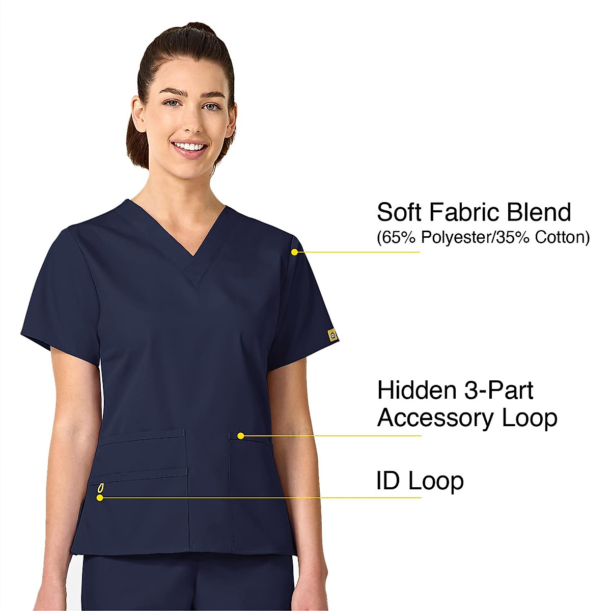 WonderWink Origins Women’s Bravo V-Neck Scrub Top - Navy, Small
