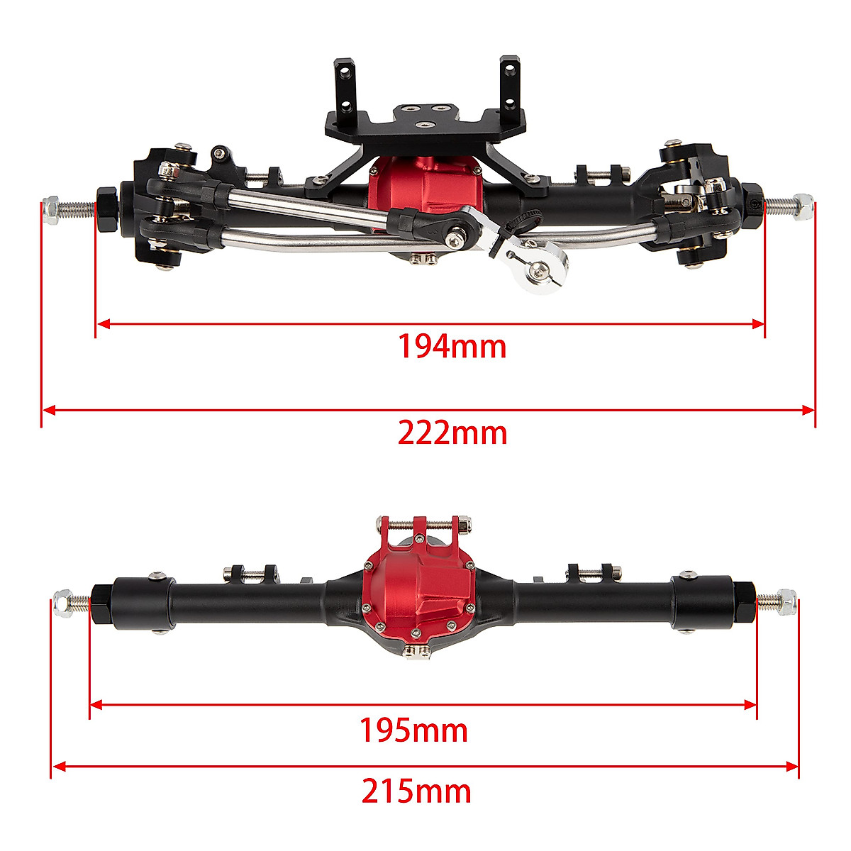 DKKY SCX10 Axles Front and Rear Axle Set, RC Crawler Axles for 1/10 RC Crawler Axial SCX10 & SCX10 II 90046 90047 D90 D110 RC Upgrades Accessories Part