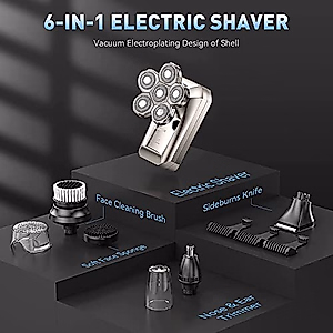 Head Shaver for Bald Men BABONIR Electric Razor 6D Floating Head LED Display IPX7 Waterproof 6-in-1 Wet and Dry Freedom Grooming Kit Hair Clipper Beard Trimmer Father’s Gift