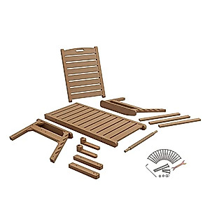 Psilvam Chaise Lounges Set of 4, Lounge Chairs with Adjustable Backrest, Supports Up to 350 lbs, All Weather Recliner Poly Lumber Lounges Bed for Poolside, Porch, Patio(Light Brown) (4)