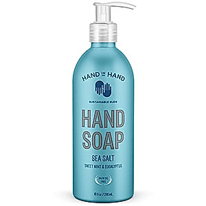 Hand in Hand Nourishing Liquid Hand Soap, 10 Fl Oz, Sweet Mint & Eucalyptus, Sea Salt Scent, 4 Pack
