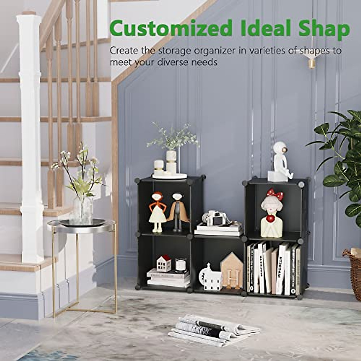 C&AHOME Cube Storage Organizer, 6-Cube Shelves Units, Closet Cabinet, DIY Plastic Modular Book Shelf, Ideal for Bedroom, Living Room, Office, 36.6" L x 12.4" W x 36.6" H Black SHS3506A
