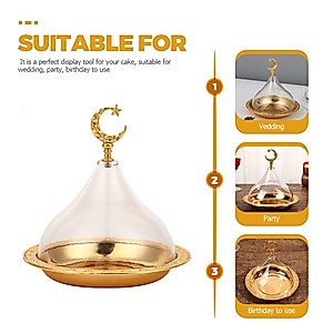 iplusmile Eid Round Zinc Alloy Serving Tray, 17x15cm, Golden