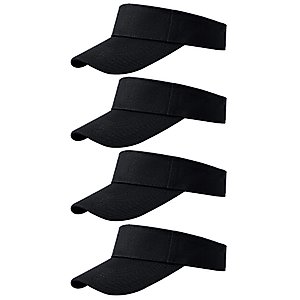 Cooraby Sports Sun Visor Hats Adjustable Sun Visor Caps for Women and Men Black, White