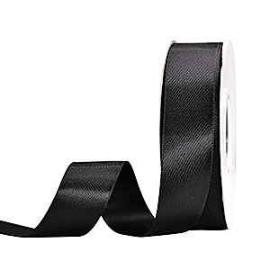 YAMA Double Face Satin Ribbon - 1 inch 25 Yards for Gift Package Wrapping,Floral Design,Hair Accessories,Crafting,Sewing,Wedding Decor, Black